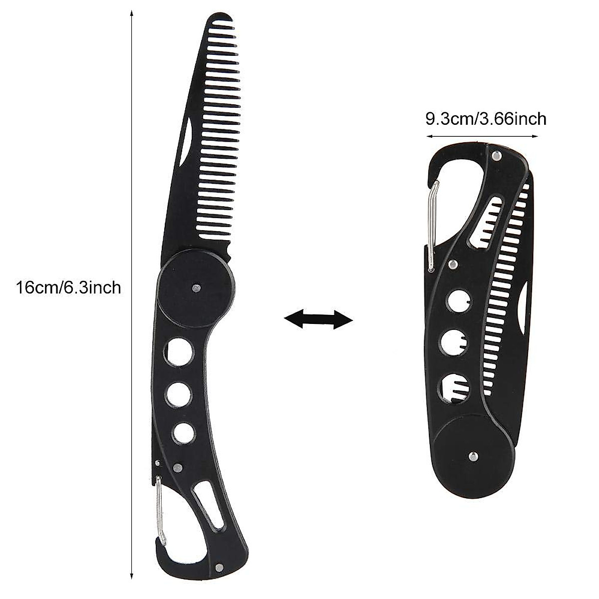 Stainless Steel Beard Comb, Portable Foldable Beard Comb, Men Beard Mustache Styling Hair Combs Antistatic Mustache Comb Perfect for Wallet and Pocket
