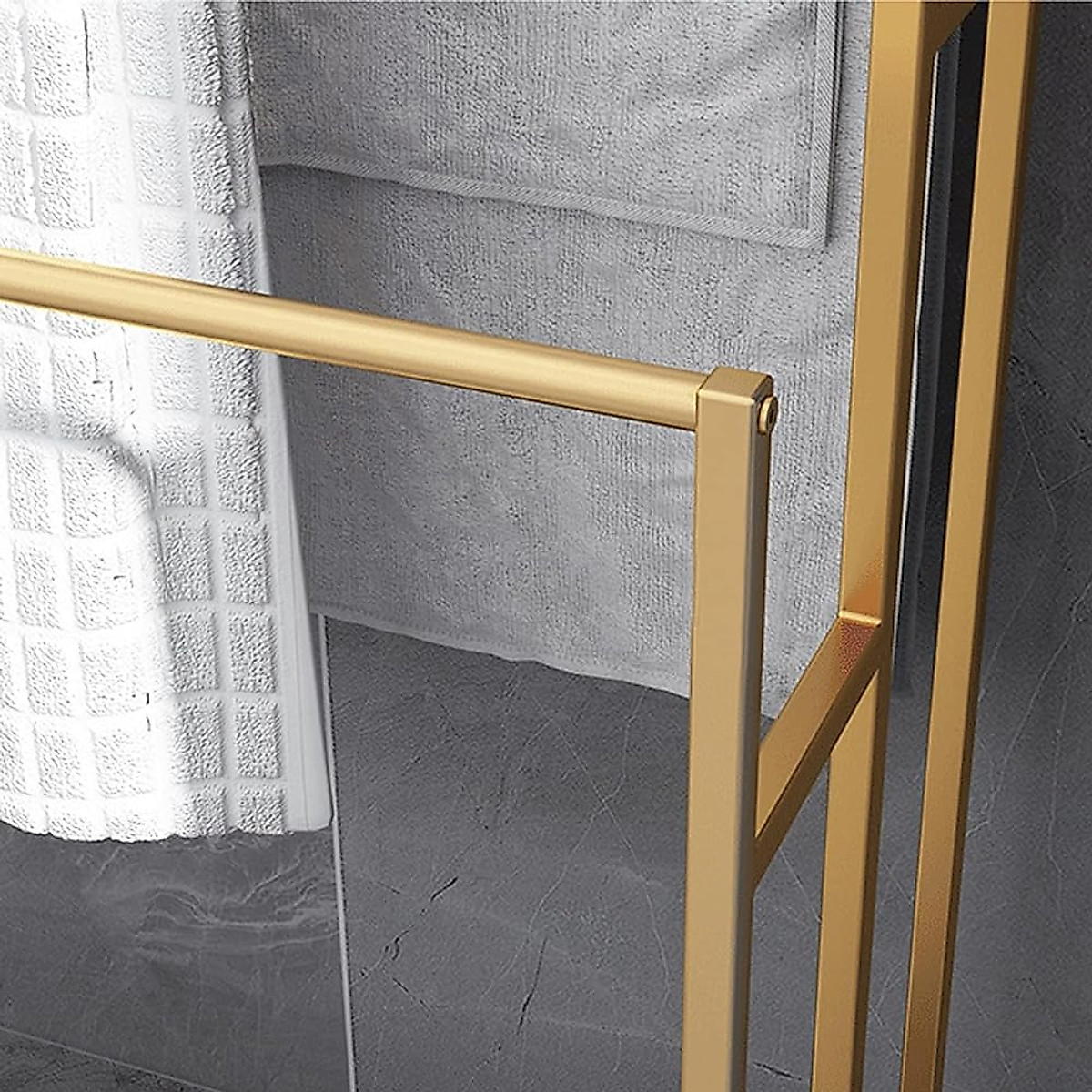 Floor Standing Towel Rack,3 Tier Freestanding Towel Holder,Metal Bathroom Towel Hanger Stand Alone,Towel Bar Stand Storage for Bathroom, Kitchen, Laundry Room, Bedroom(Color:White)