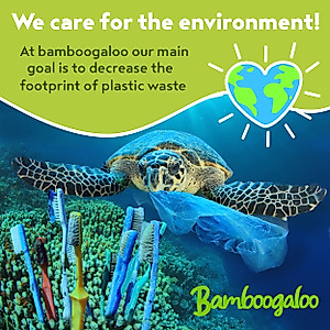Bamboo Toothbrushes Pack of 5 - Cotton Buds & Dental Floss Included - Organic & 100% Biodegradable - Medium Firm Bristles, Plastic-Free Packaging