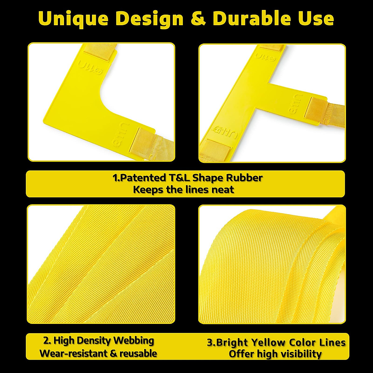 A11N Pickleball Court Marking Kit - Temporary Pickleball Boundary Lines in Standard Court Dimensions, No Measurement Required, Yellow
