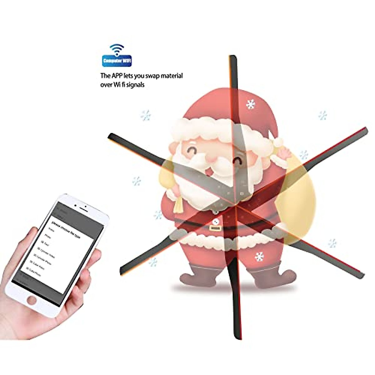 3D Hologram Fan Projector Display with APP, Trade Show Display 616PCS LED Beads, Four-Axis and High Transmission Speed, 3D Holographic Fan Uploaded by iOS and Android 27.5 inch