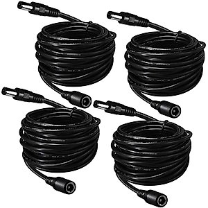 5.5mm x 2.1mm Extension Cord 10FT, DC 12v Power Supply Adapter for CCTV Security Camera Surveillance Indoor IP Camera Dvr Standalone LED Strip, Car, 12 Volt Male to Female Plug Cable 4 Pack