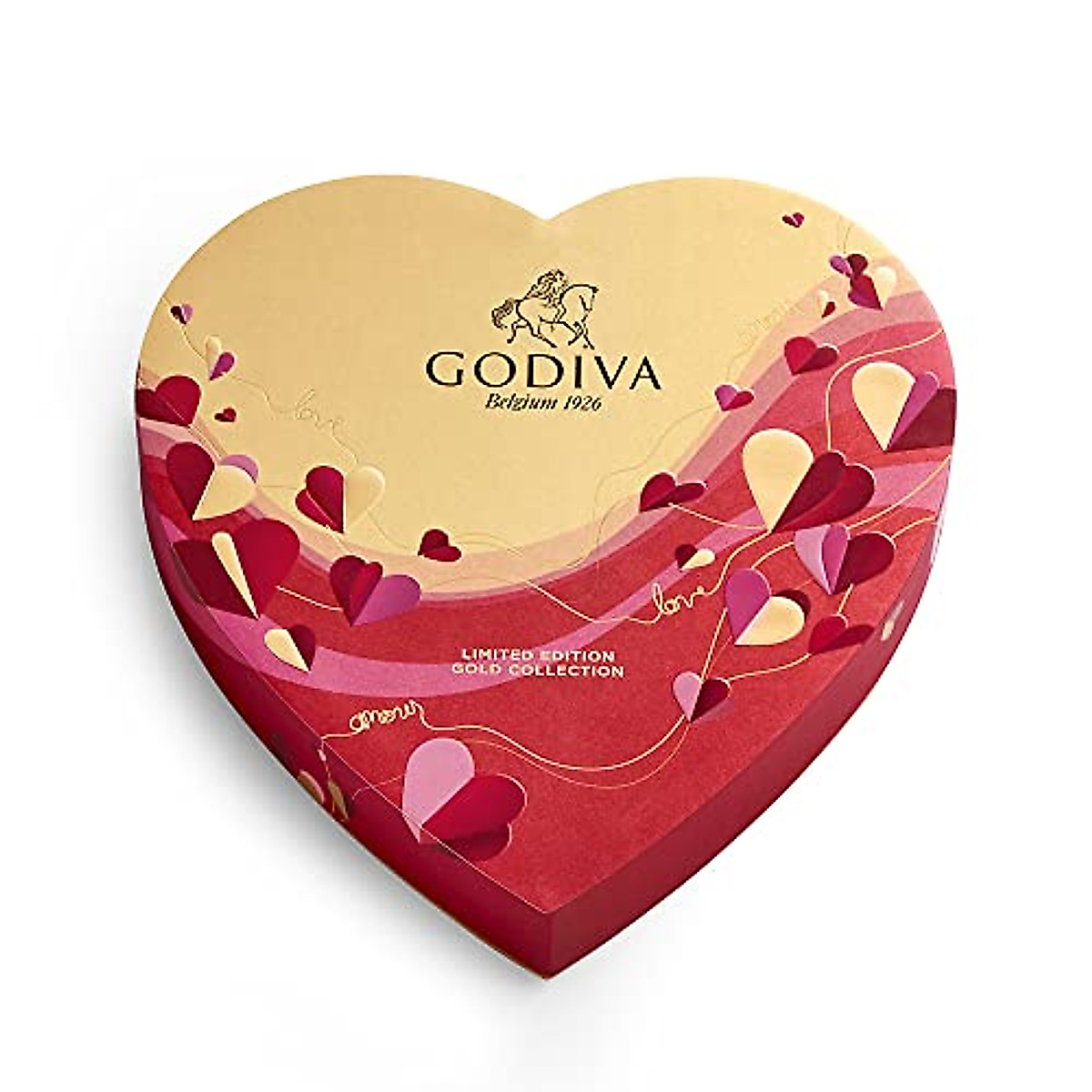 Godiva Chocolatier Chocolate Heart Valentine’s Gift Box - 14 Piece Assorted Milk, White and Dark Chocolate with Gourmet Fillings – Romantic Gift for Chocolate Lovers