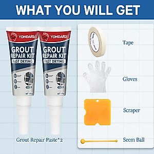 Tile Grout, 2 Pack White Grout Filler Tube, Grout Sealer for Bathroom, Shower, Kitchen, Floor Tile, Fast Drying Grout Pen Paint, Grout Repair Kit Restore and Renew Tile Joints Line, Gaps