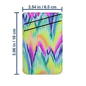 Diascia Pack of 2 - Cellphone Stick on Leather Cardholder ( Cute Rainbow Ikat Chevron Print Pattern Pattern ) ID Credit Card Pouch Wallet Pocket Sleeve