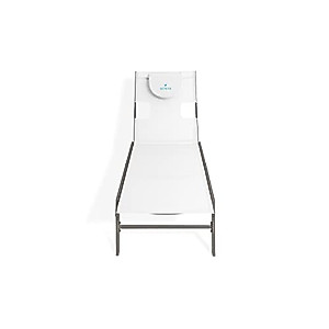 Ostrich Chatham 2 Pieces Patio Chaise Lounges, Patio Lounge Chairs,Facedown Tanning Chair, Patio Chairs, 5-Position Recliner Adjustable Sunbathing Lounge Chair for Patio,Yard, Pool, White & Tan