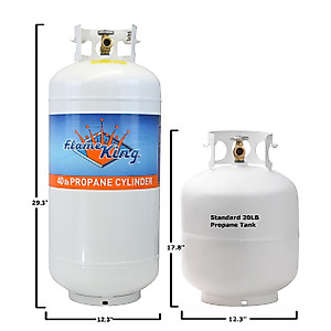 Flame King YSN401b 40 Pound Steel Propane Tank Cylinder with OPD Valve, White