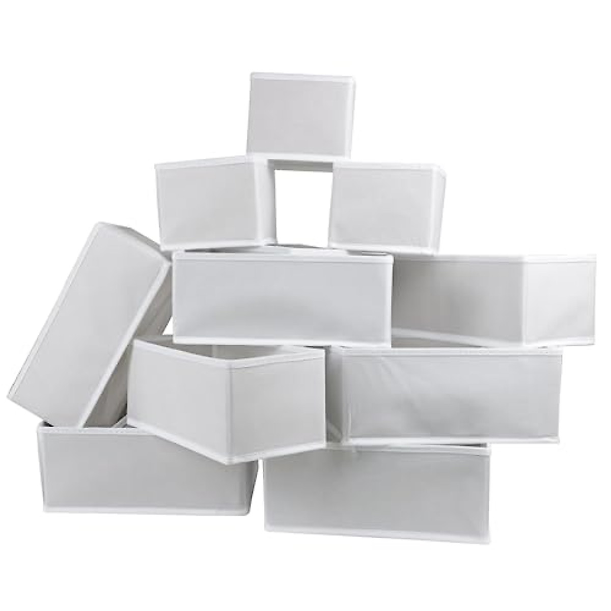 12 Pack Drawer Organizers for Clothing, Foldable Clothes Drawer Organizer for Underwear, Folded Clothes, Baby Clothing, Socks, Bra, Towels, Ties - Multi-pack Clothes Organizer Storage Box (White)