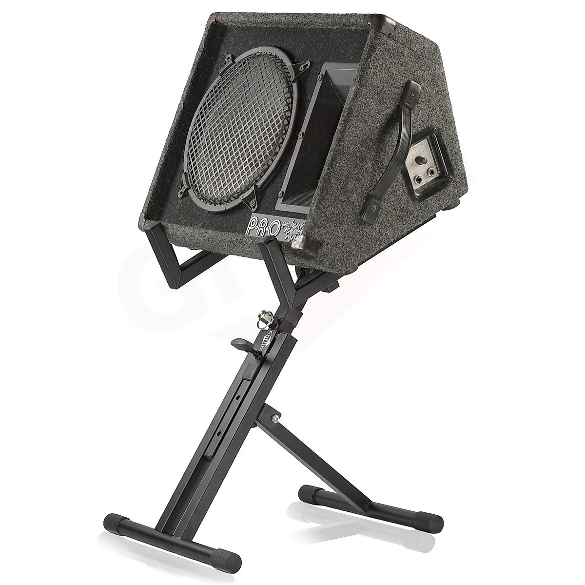 Guitar Combo Amplifier Stand by GRIFFIN | PA Speaker Karaoke Monitor Holder | Low Profile Pro-Audio Amp Tilt Back Mount Stand | Adjustable Speaker Cabinet Stage Equipment Platform Riser & Studio Chair