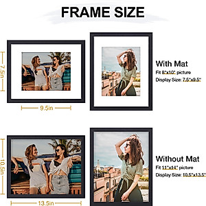 Vittanly 11x14 Picture Frame, Display Pictures 8x10 with Mat or 11x14 without Mat, Photo Frame for Wall or Table Top Display, Black, 1 Pack