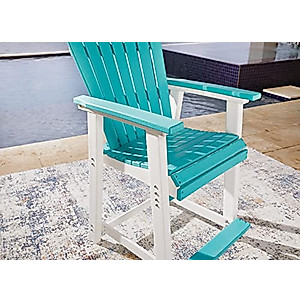 Signature Design by Ashley Outdoor Eisely HDPE Patio Barstool, 2 Count, Turquoise