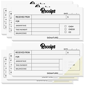 Ioffersuper 6 pcs Receipt Book,6 x 2.8 Inch, Carbon Duplicate Copies Receipt Book, Money/Rent Receipt Book, Cute Handheld Duplicate Copy Order Form for Craft Boutique Business (50 Sets per Book)