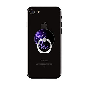 Cell Phone Finger Ring Holder Stand with Car Mount for Smartphone and Tablet，Kickstand 360 Rotation Grip Stand - Galaxy Purple Glitter Pink Butterfly