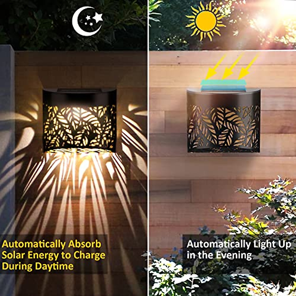 TIJNN Solar Deck Lights-4 Pack IP65 Waterproof, LED Landscape Lighting Solar Outdoor Light Solar Garden Light, Patio, Backyard, Patio - (Leaf)