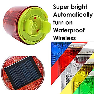 Aolyty Solar Warning Strobe Light 360 Degree Outdoor IP48 Waterproof Light Operated Automatically On Save Power for Traffic Cone Construction Light Control Flashing (Yellow)