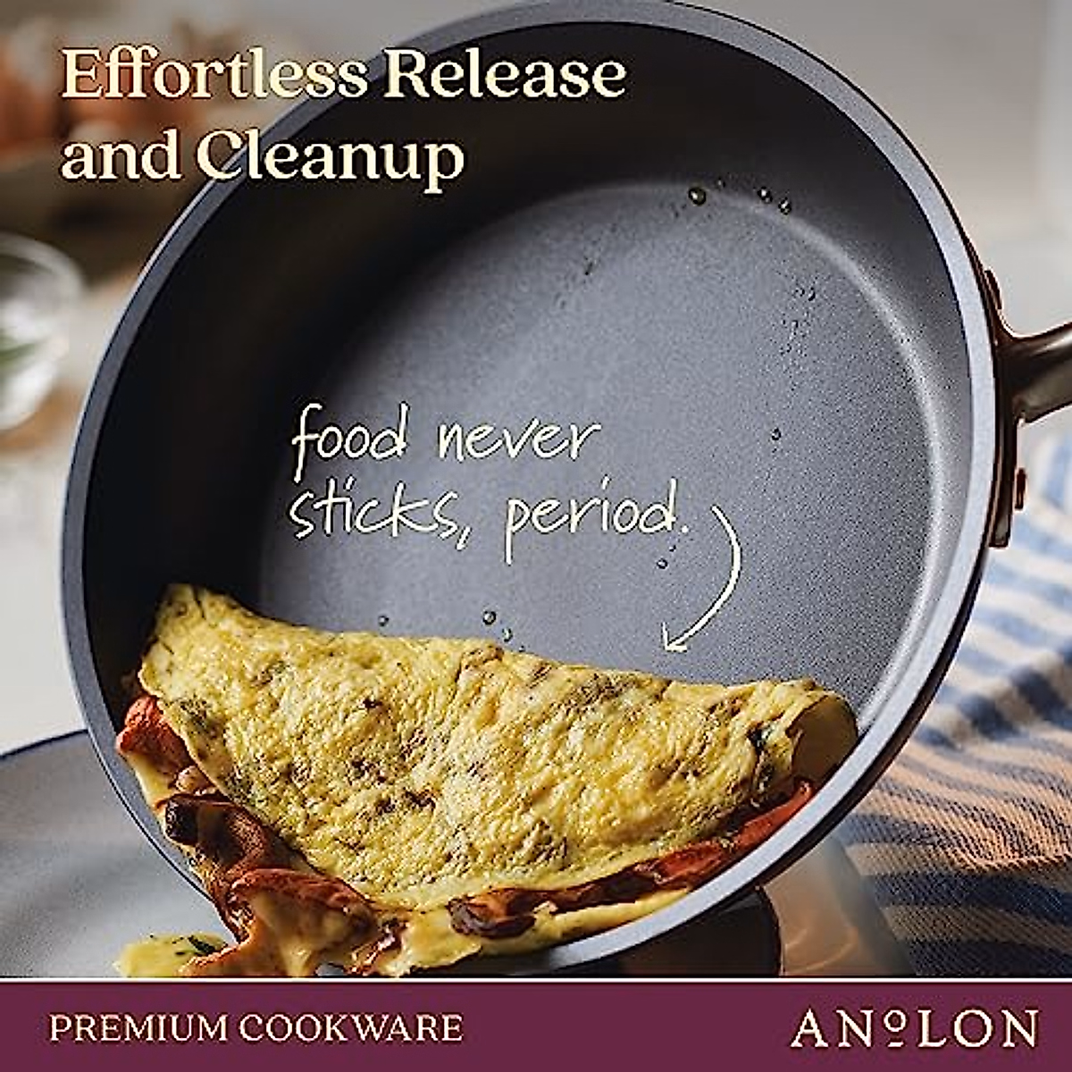 Anolon Accolade Forged Hard Anodized Nonstick Sauce Pan / Saucepan with Lid, 2.5 Quart - Moonstone Gray