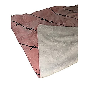Victoria's Secret Pink Sherpa Blanket Color Rose Pink/Black Script Size 50”x60” Super Soft New