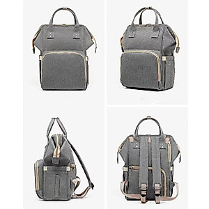 Meinkora Baby Diaper Bag Backpack, Multifunction Baby Diaper Bags, Dad Mom Travel Backpack Diaper Bag for Baby Boys Girls (Grey)