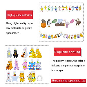 Woodland Creatures Banner 50FT Forest Animal Friends Garland Baby Shower Decor Birthday Party Supplies Decoration Wild Birthday Decorations Banner Garland with 34 PCS Animal and Characters Paper Cutouts