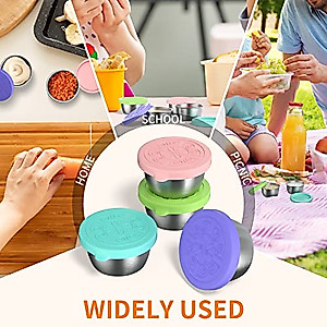 Salad Dressing Container To Go, Small Containers with Lids, 4x 1.7 Oz Lunch Container, Stainless Steel Condiment Containers with Lids, Reusable Leakproof Sauce Containers for Lunch Box (4 PPGB)