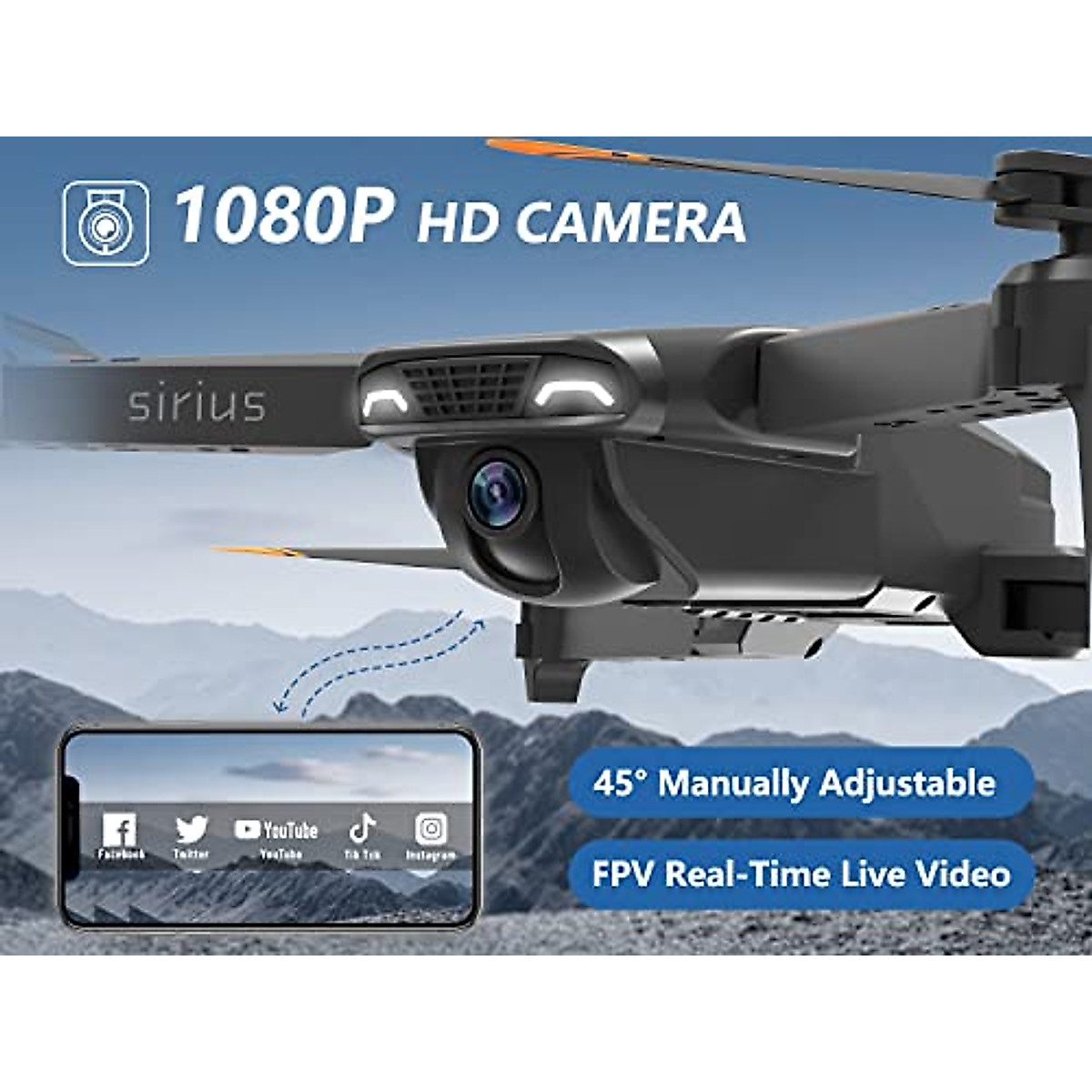 heygelo S90 Drones with Camera for Adults, 1080P HD Mini FPV Drone for Kids Beginners, Foldable RC Quadcopter Toys Gifts for Boys Girls with Altitude Hold, Gravity Control, 2 Batteries and Carry Case