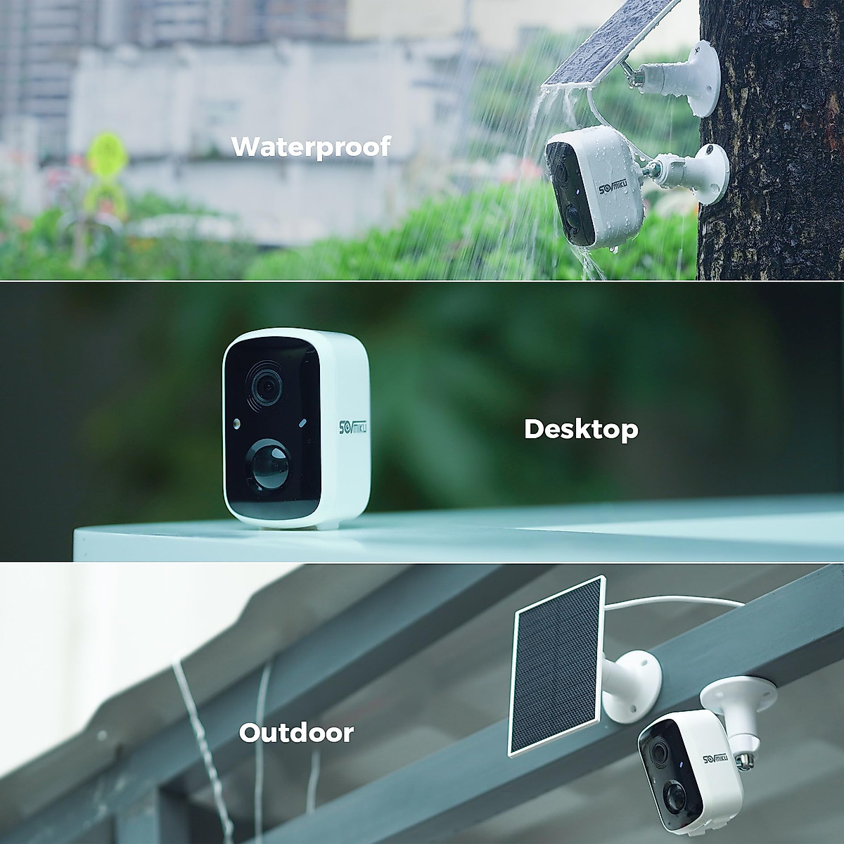 Sovmiku CG3 2K Starlight Color Night Vision,Solar Security Camera Wireless Outdoor,2-years Free Cloud Storage,Easy to Setup,Motion Detection,Two Way Audio,Audible Flashlight Siren,2.4GHz Wi-Fi,SD Slot