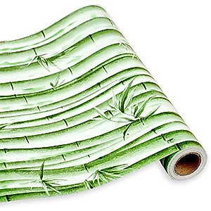 HOYOYO 17.8 x 118 Inches Self-Adhesive Liner Paper, Removable Shelf Liner Wall Stickers Dresser Drawer Peel Stick Kitchen Home Decor, Green Bamboo