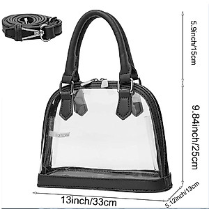 Rullar Women Clear Jelly Top Handle Shoulder Crossbody Bag PVC Handbag Purse Totes Satchel Black