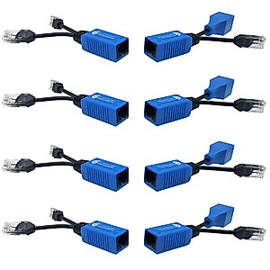 AIMHD 4 Pair RJ45 Ethernet Combiner, Cat5 PoE Splitter, 2-in-1 (2 Cameras Over 1 Cable) Adapter for 8 IP Security Camera NVR Surveillance System