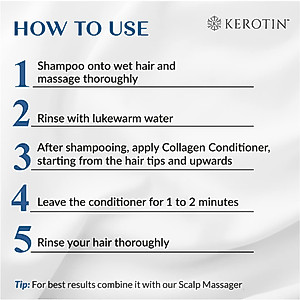 Kerotin Collagen Shampoo and Conditioner - Collagen Hair Treatment Set with Keratin, Rosemary, and Coconut Oil. Repair Damaged Hair, Prevent Breakage and Eliminate Frizz. Made in the USA