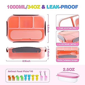 QearFun Insulated Unicorn Lunch Bag Bento Box for Girls,Lunch Box Set with 4 Compartment Bento Box Water Bottle Ice Pack Salad Container Food Picks,Perfect Kids Lunch Boxes for School Age 7-15