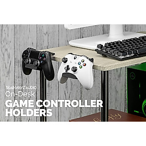 BRAINWAVZ 4 Pack - Game Controller Desktop Stand Holder for Xbox ONE 360 Switch PS4 STEAM PC Nintendo, Universal Gamepad Accessories - No Screws, Stick on, Black