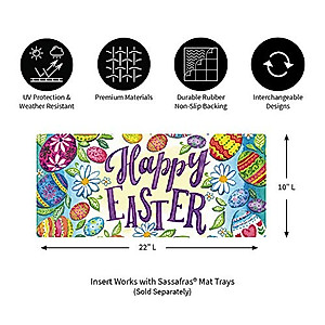 Evergreen Sassafras Happy Easter Eggs Interchangeable Entrance Doormat | Indoor and Outdoor | 22-inches x 10-inches | Non-Slip Backing | All-Season | Low Profile | Home Décor