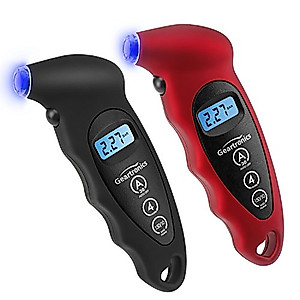 Geartronics Digital Tire Pressure Gauge 150 PSI 4 Settings with Backlight LCD Tire Gauge for Cars, Motorcycles and Bikes with Non-Slip Grip, 2 Pack