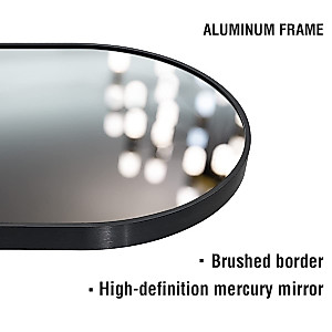 OGCAU Full Length Mirror, Floor Mirror, 65"x22" Arched-Top Mirror, Hanging or Leaning, Standing Mirror, Body, Wall Mounted with Aluminum Frame for Bedroom Living Room, Black