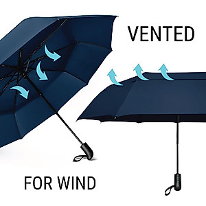 Prostorm Windproof Deep Dome Double Vented Travel Umbrella with Automatic Open & Close Pro Storm (Blue)