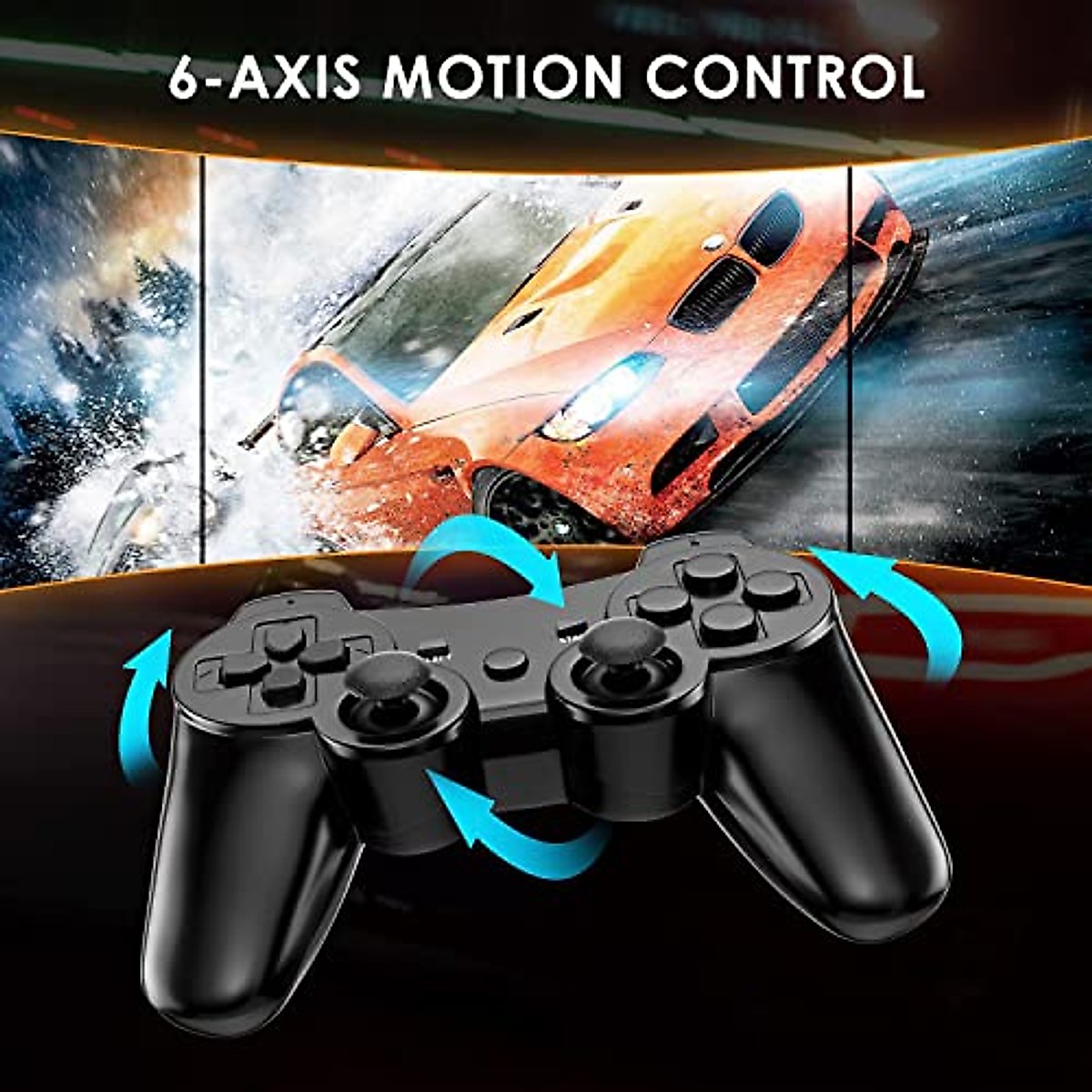 Boowen Wireless Controller for PS3, Upgraded Gaming Controller, 6-Axis High Performance Motion Sense Double Shock 360° Analog Joysticks Remote, Compatible with Sony PlayStation 3
