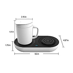 Coffee Mug Warmer, MINXUE Drink Cooler with Wireless Charger for Home Office Desk Use,Warming, Cooling and Charging All in 1