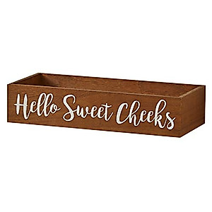 Toilet Tank Topper Tray - Hello Sweet Cheeks - Novelty Bathroom Decor