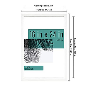 MCS Studio Gallery 16x24 Poster Frame White Woodgrain, Vertical & Horizontal Wall Hanging Large Picture Frame for Photos, Posters & Art Prints (2-Pack)