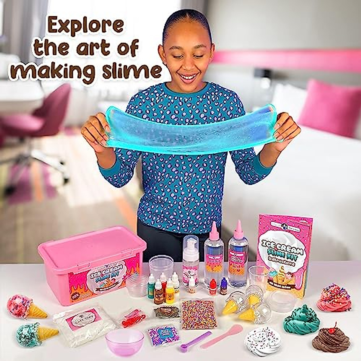 Original Stationery Ice Cream Slime Kit for Girls, Amazing Ice Cream Slime Making Kit to Make Butter Slime, Cloud Slime and Foam Slimes, Great Gift Idea