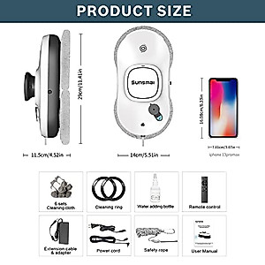 Window Cleaning Robot, SUNSMAI Smart Window Vacuum Cleaner with Automatic Water Spray, Remote Control Robot Window Washer for Windows/Tiles/Glass Door(White)