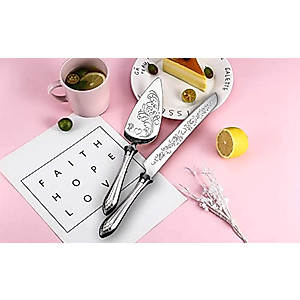 HISSF Cake Knife and Server Set,18/10 Stainless Steel Cake Pie Pastry Servers, Sweet Love Cake Serving Set Perfect For Wedding, Birthday,Home, Parties and Events