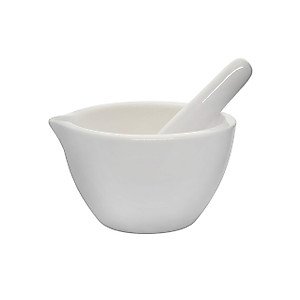EISCO Porcelain Mortar & Pestle Set, 2oz (60ml) - Unglazed Grinding Surface - Excellent for Kitchen or Laboratory - Grinds Powdered Chemicals, Herbs & Spices - Pill Crusher - White