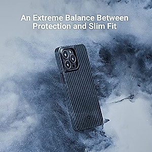 PITAKA Case for iPhone 14 Pro, 6.1 Inch, Military Grade iPhone 14 Pro Protective Case, Compatible with MagSafe [MagEZ Case Pro 3] 1500D Aramid Fiber, Black/Grey (Twill)