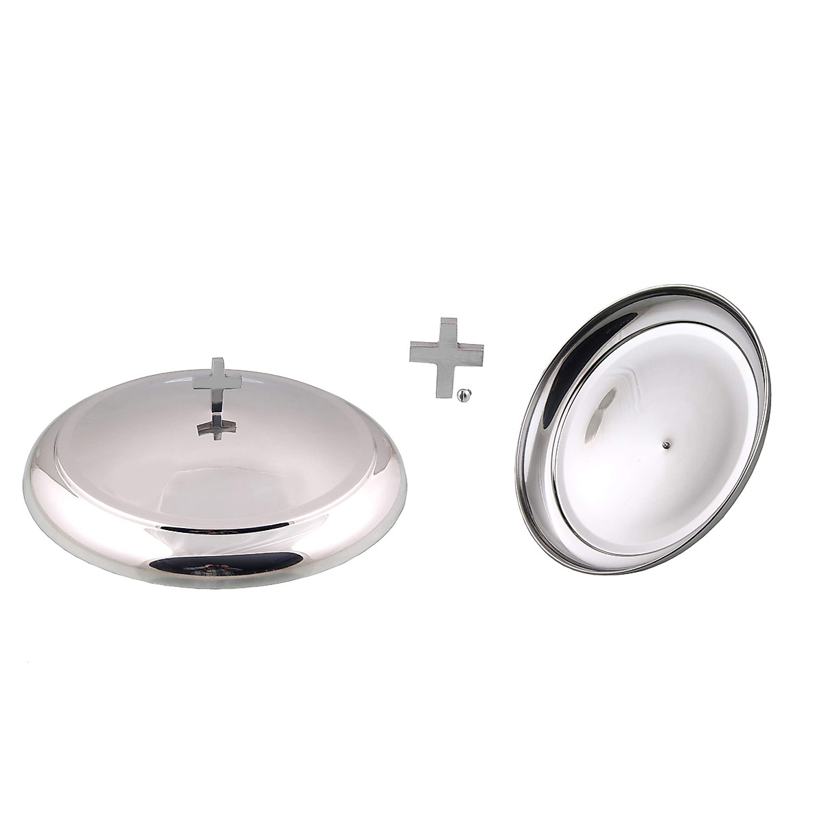 Mayur Exports Communion Ware Holy Wine Serving Tray with A Lid & A Stacking Bread Plate with A Lid + 40 Cups - Stainless Steel (Mirror/Silver)