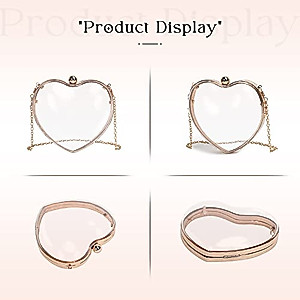 JAMBHALA Women Clear Acrylic Clutch Bag Mini Heart Handbag Evening Pouch with Detechable Chain (gold)
