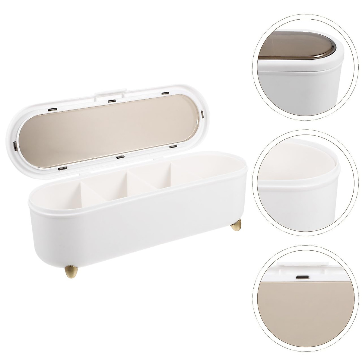 Hemoton Flatware Tray with Lids Plastic Cutlery Storage Box Kitchen Cutlery Utensil Drawer Organizer with Cover Silverware Countertop Storage Containers (White)