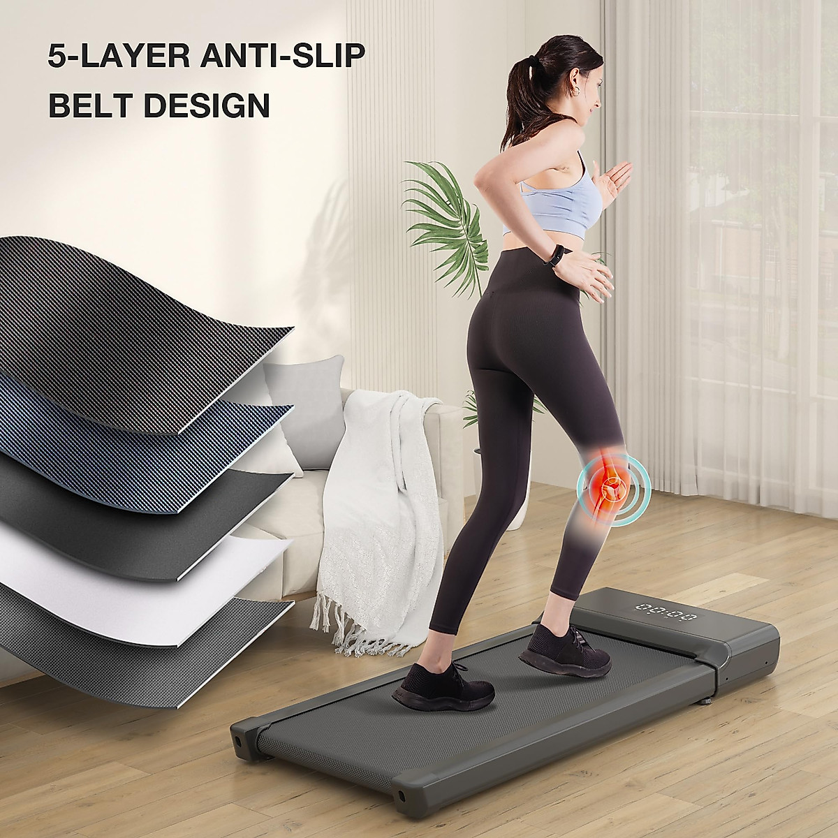 MJWW Walking Pad, 300lbs Treadmill Under Desk with 2.5HP Motor, Walking Pad Treadmill for Home and Office, Installation-Free Standing Desk Treadmill with Remote Control, LED Display (Black BA01)