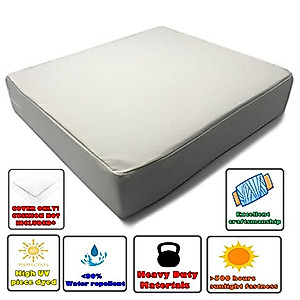 CozyLounge Indoor Outdoor Water Repellent High UV Resistant Patio Chair Cushion Cover (22"x22"x4" (4 Covers), Cream White)